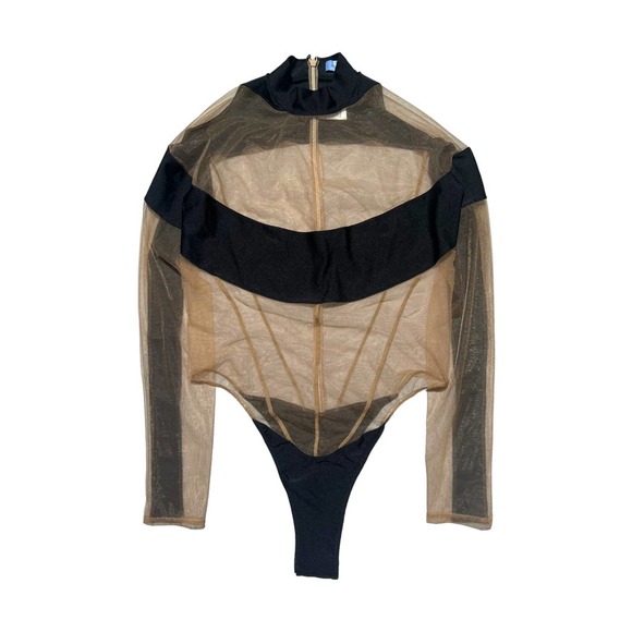 Mugler | Tops | Sheer Cut Out Body Suit | Poshmark